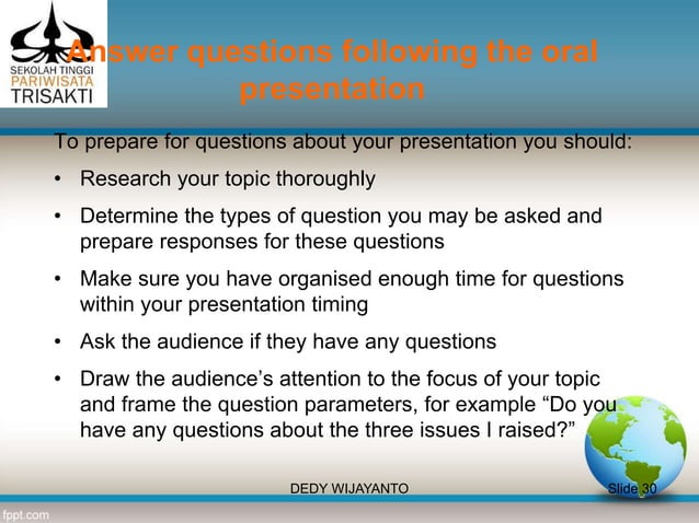 Deliver a short oral presentation in english | PPTX