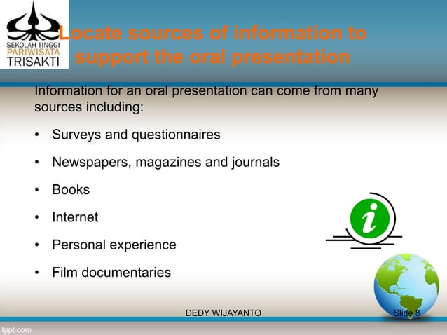 Deliver a short oral presentation in english | PPTX