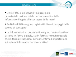 Delivering per la dematerializzazione dei documenti legati alla consegna delle merci | PPT