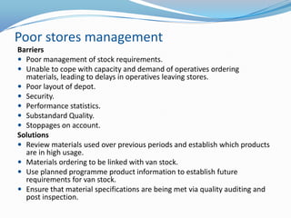 Delivering excellence and the barriers faced as a In House Maintenance ...