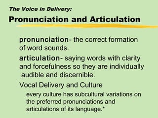 Delivering the speech | PPT