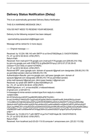 Delivery Status Notification (Delay) | PDF