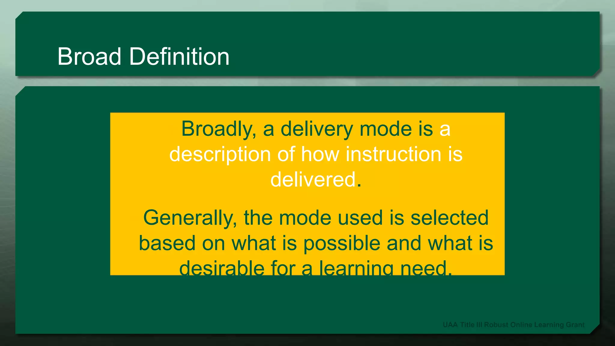 Delivery modes | PPTX