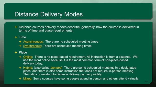 Delivery modes | PPTX | Online Education | Education