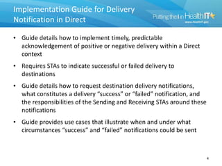 Delivery Notifications in Direct Background & Implementation Guidance | PPT
