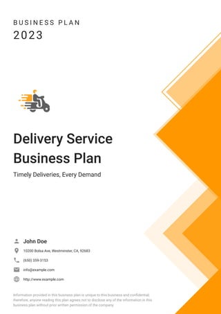 delivery service business plan | PDF