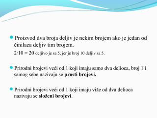 Deljivost prirodnih brojeva 5. razred | PPT