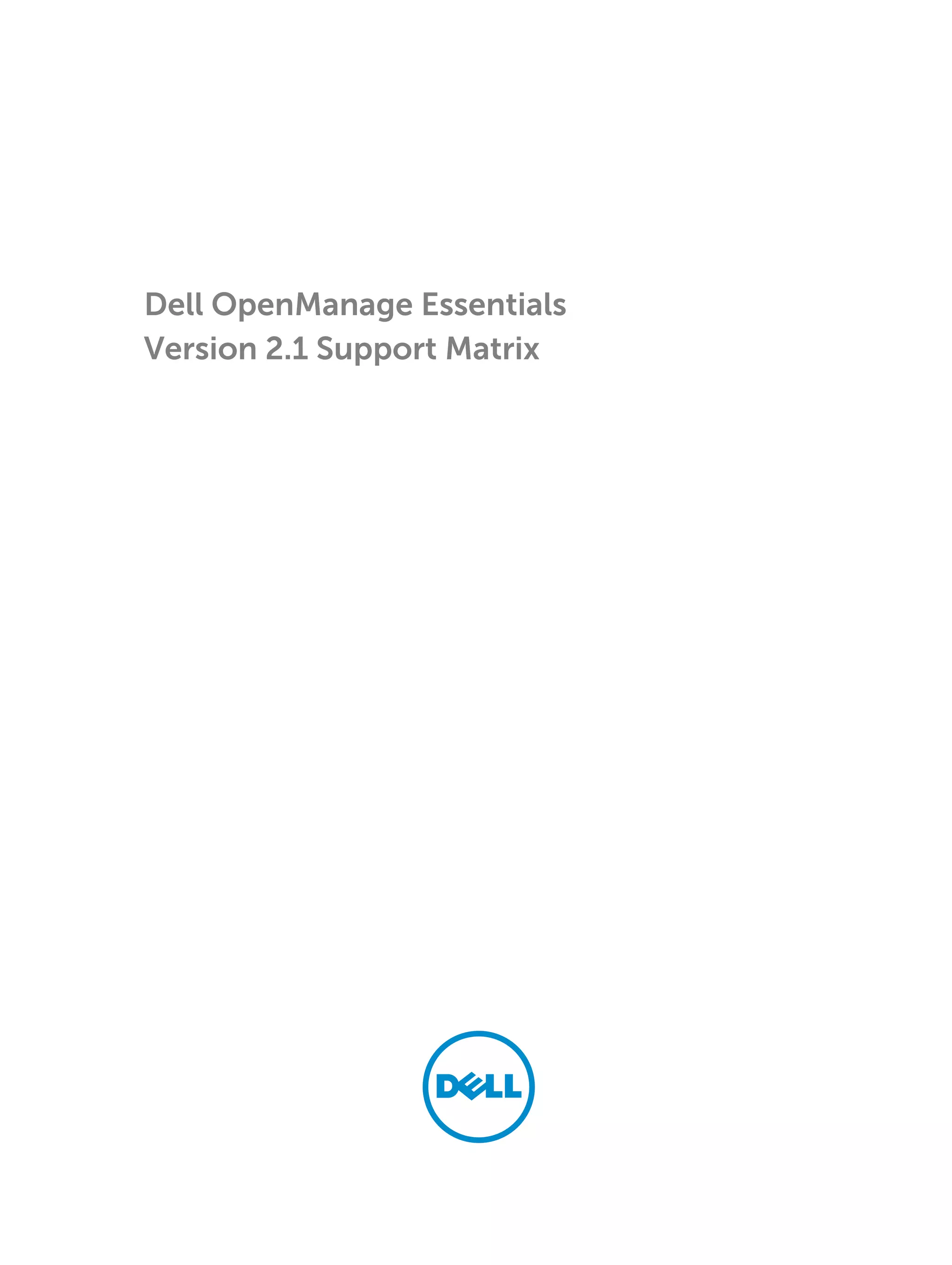 Dell openmanage-essentials-v2.1 reference guide-en-us | PDF