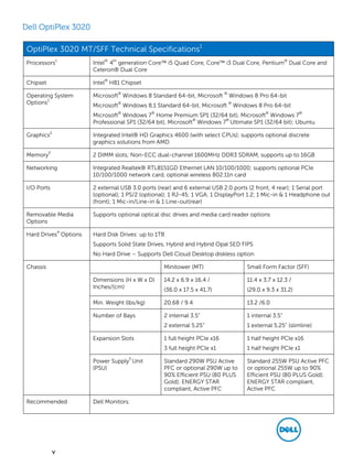 Dell opti plex-3020-spec-sheet | PDF