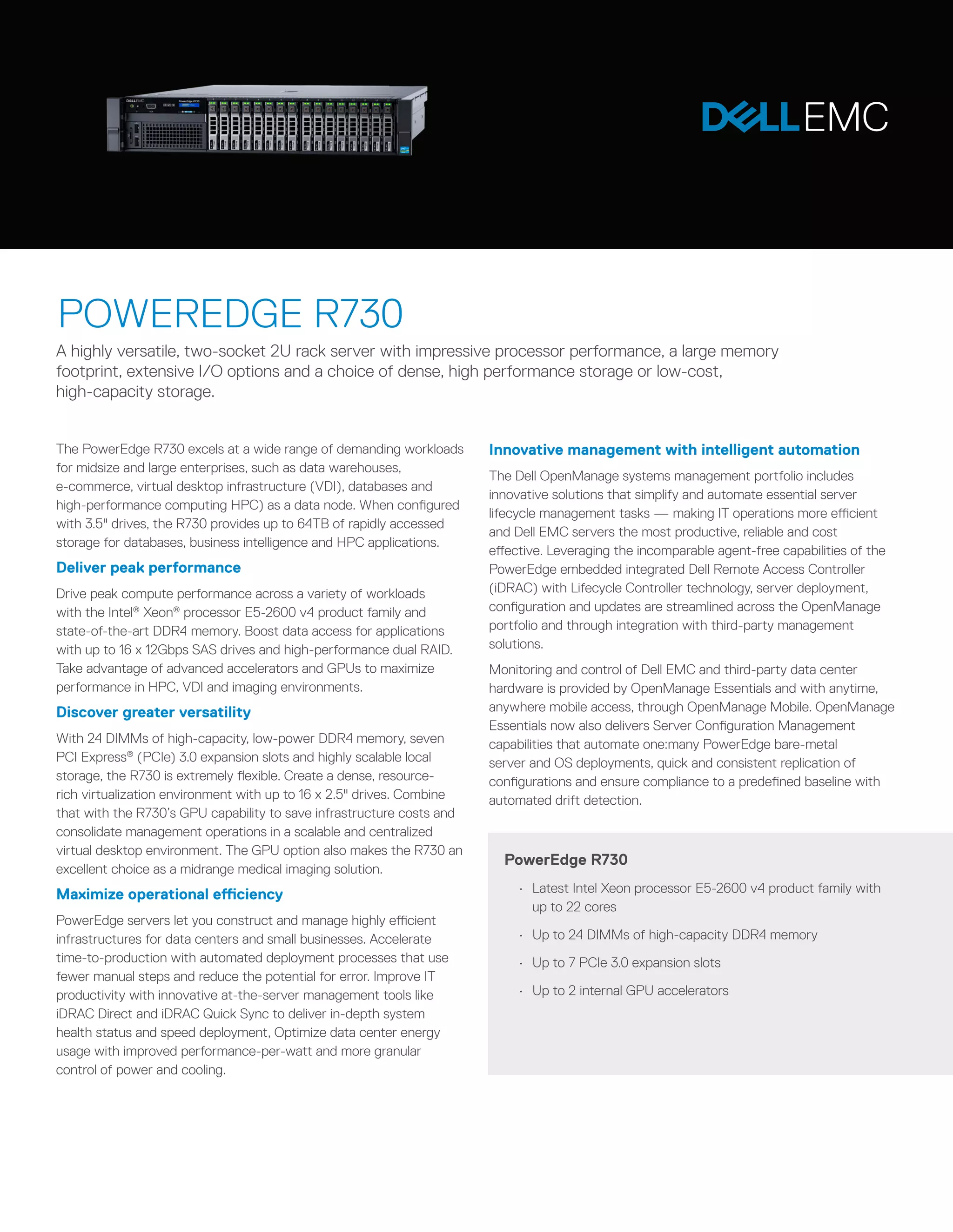Dell poweredge-r730-spec-sheet | PDF