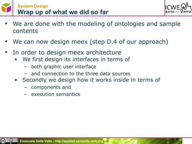 Realizing a Semantic Web Application - ICWE 2010 Tutorial | PPT