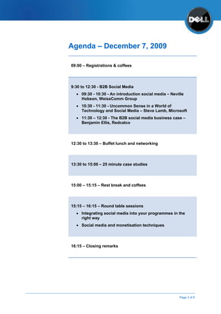 UK Event - Dell B2B Social Media Huddle, London 2009 | PDF | Internet ...