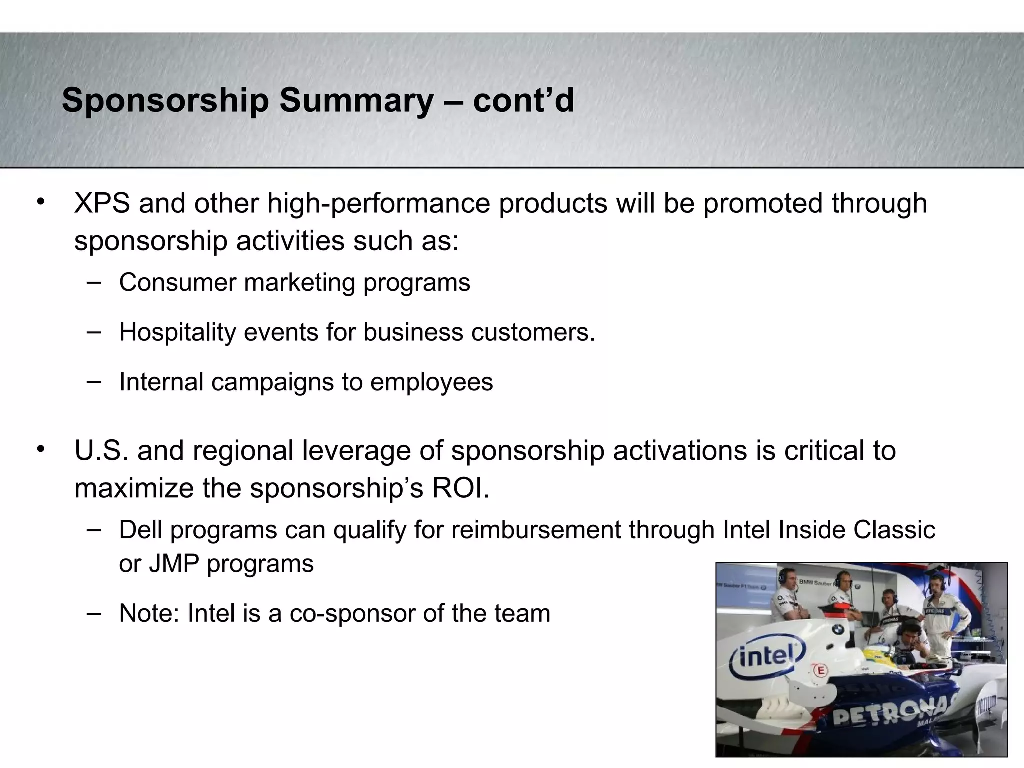 Dell BMW Sauber Sponsorship Overview | PPT