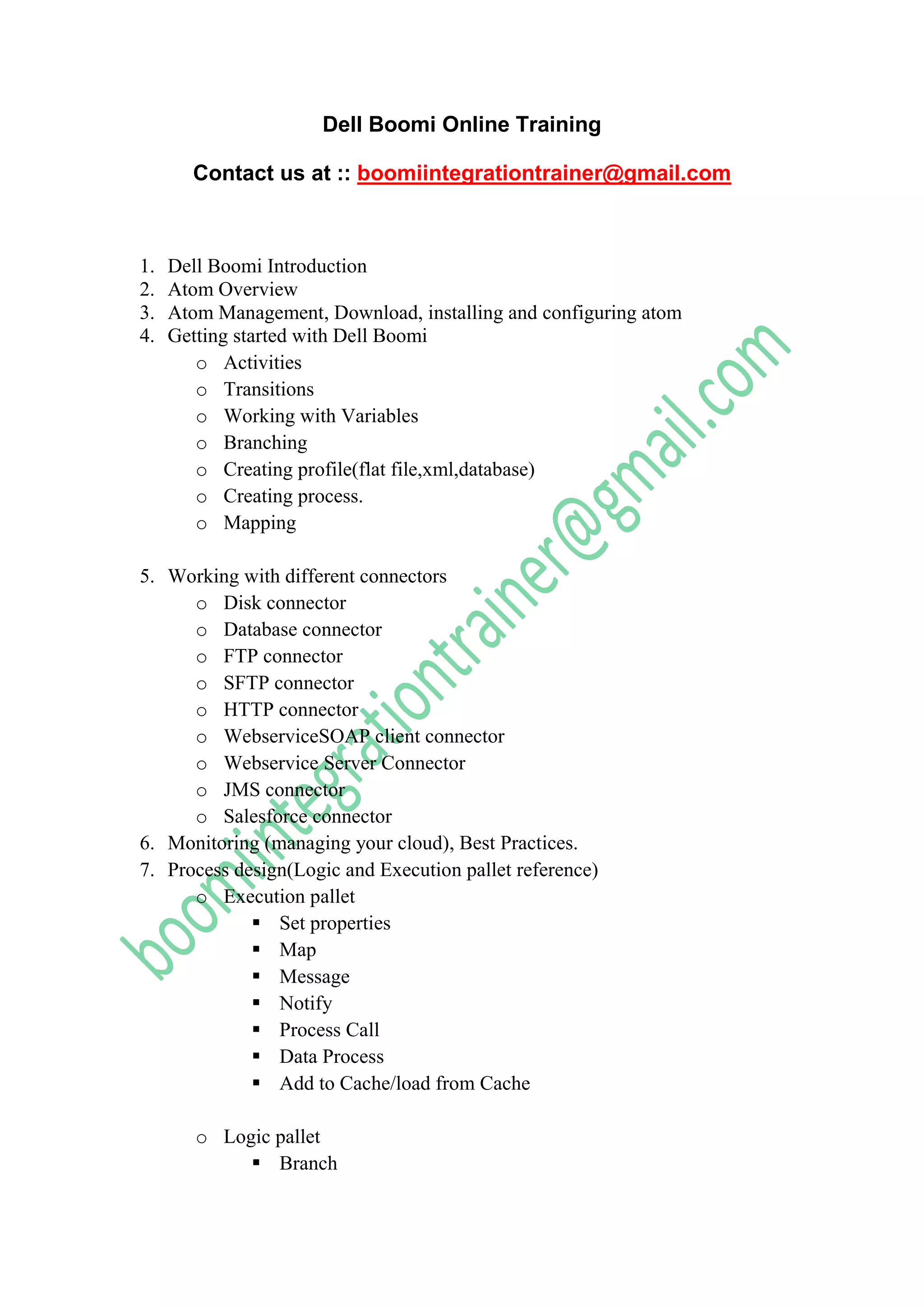 Dell boomi course content | PDF