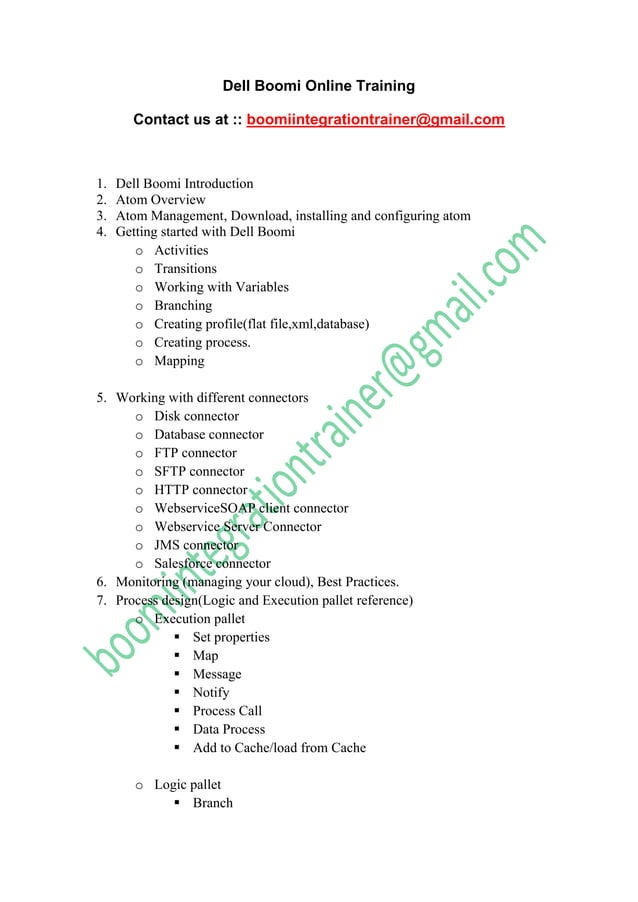 Dell boomi course content | PDF | Computing | Technology & Computing