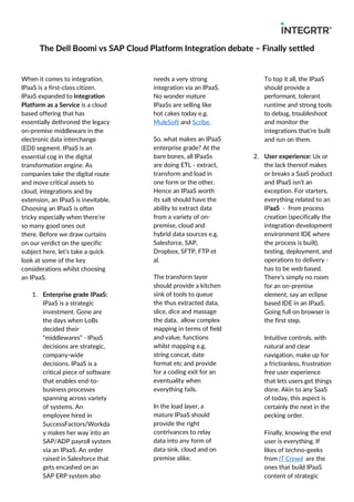 Dell boomi vs sap cpi | PDF