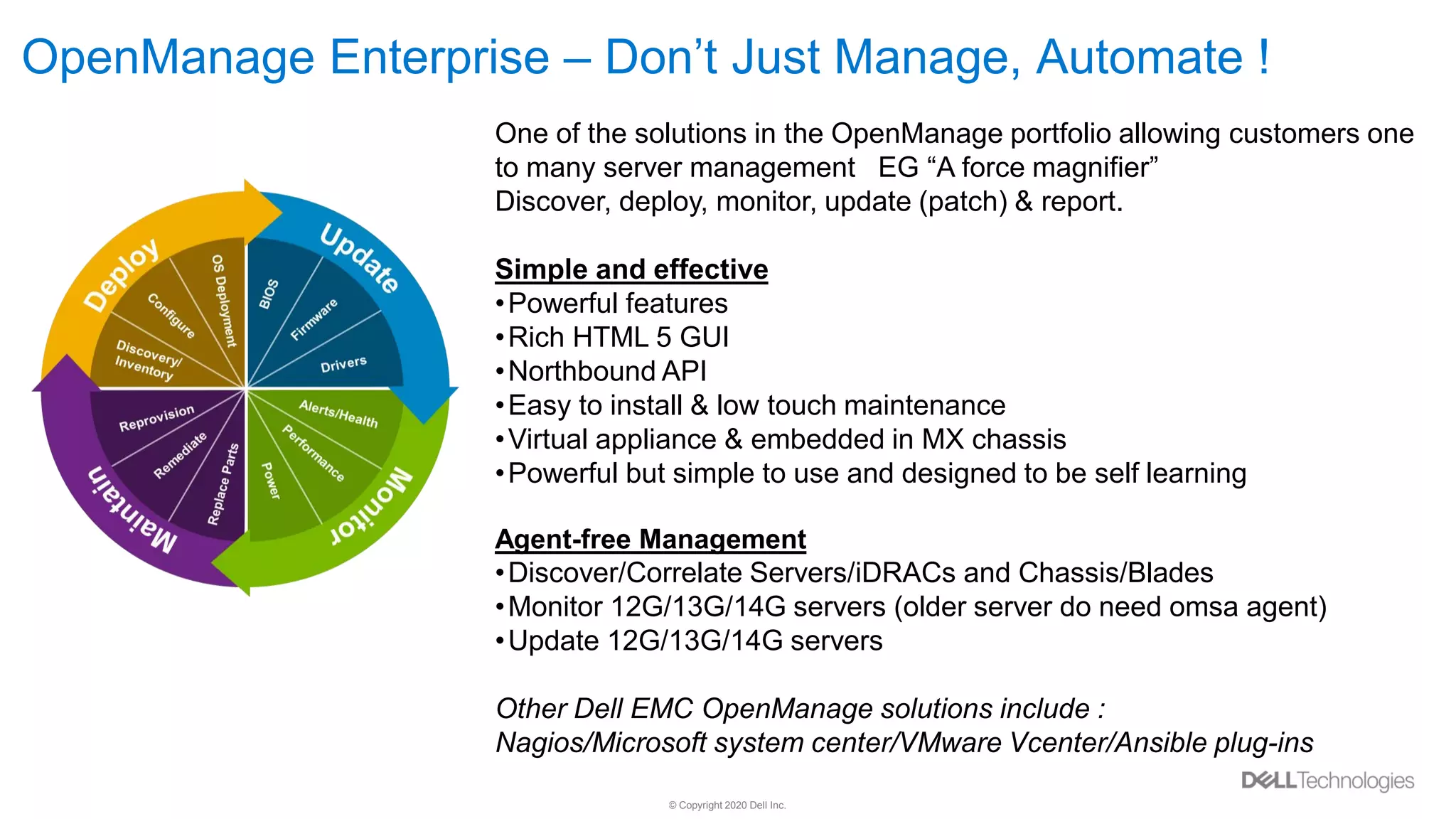 Dell EMC OpenManage Enterprise Ovierview 3.3 | PDF