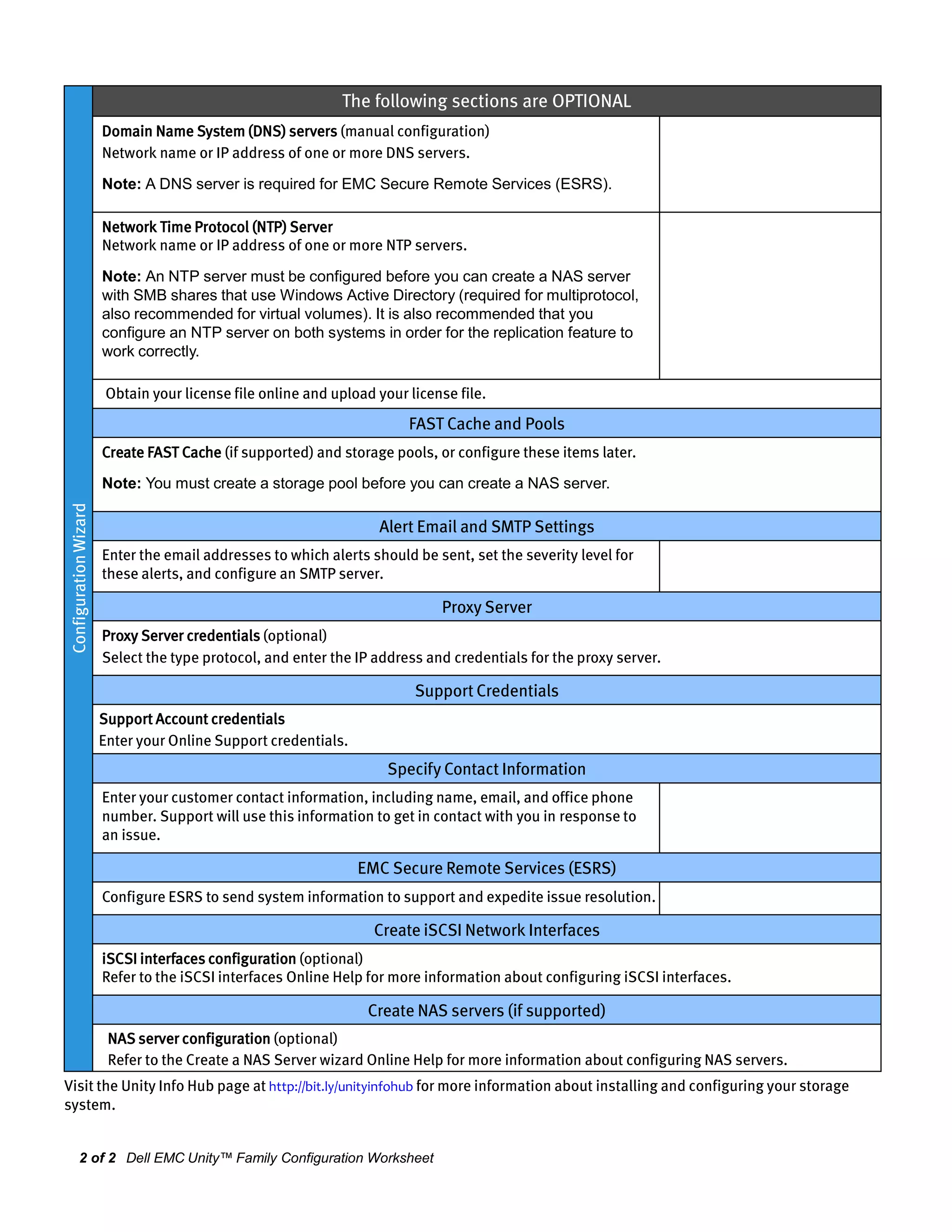 Dell Emc Unity Configuration Worksheet Pdf Computer Networking