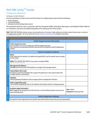 Dell emc unity configuration worksheet | PDF | Computer Networking | Computing