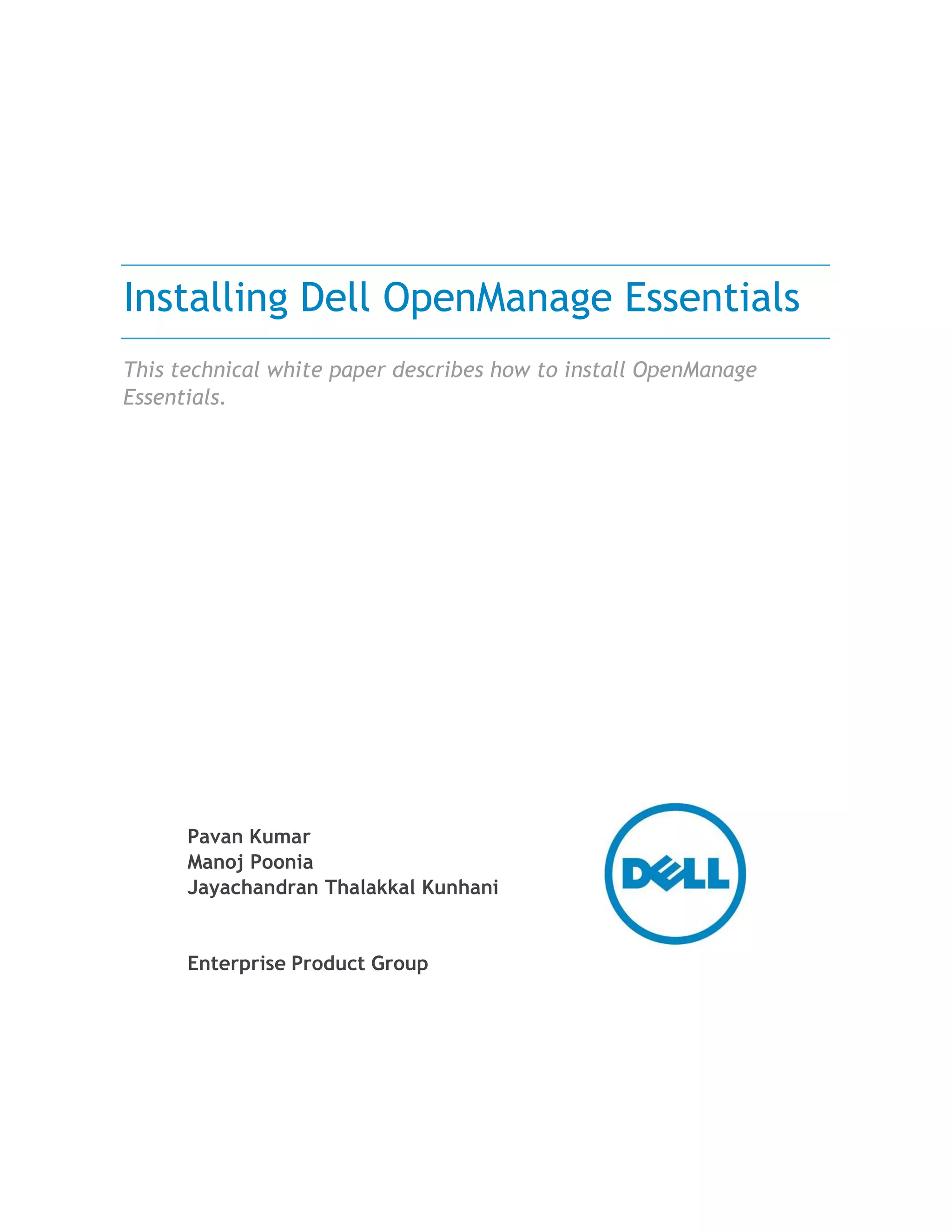 Dell open manage essentials install | PDF