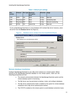 Dell open manage essentials install | PDF | Databases | Computer Software and Applications