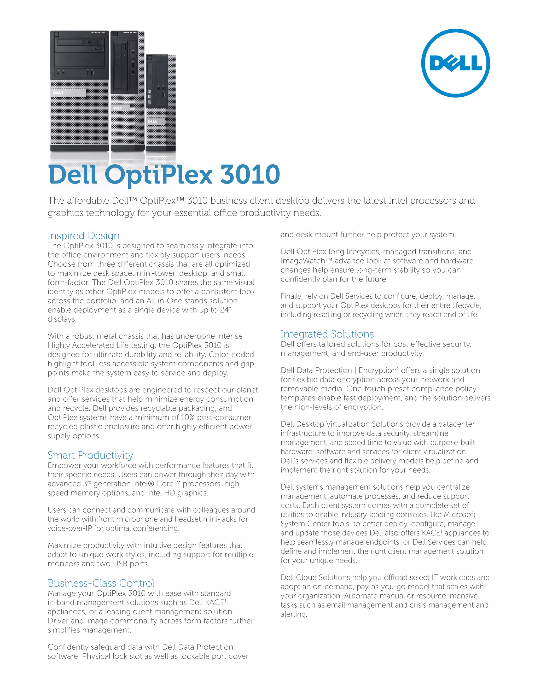 Dell opti plex_3010_spec_sheet (1) | PDF