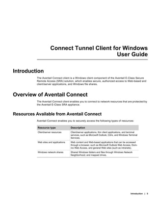 Dell sonicwall aventail_connect_tunnel_client_windows_user_guide | PDF