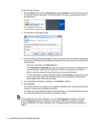 Dell sonicwall aventail_connect_tunnel_client_windows_user_guide | PDF