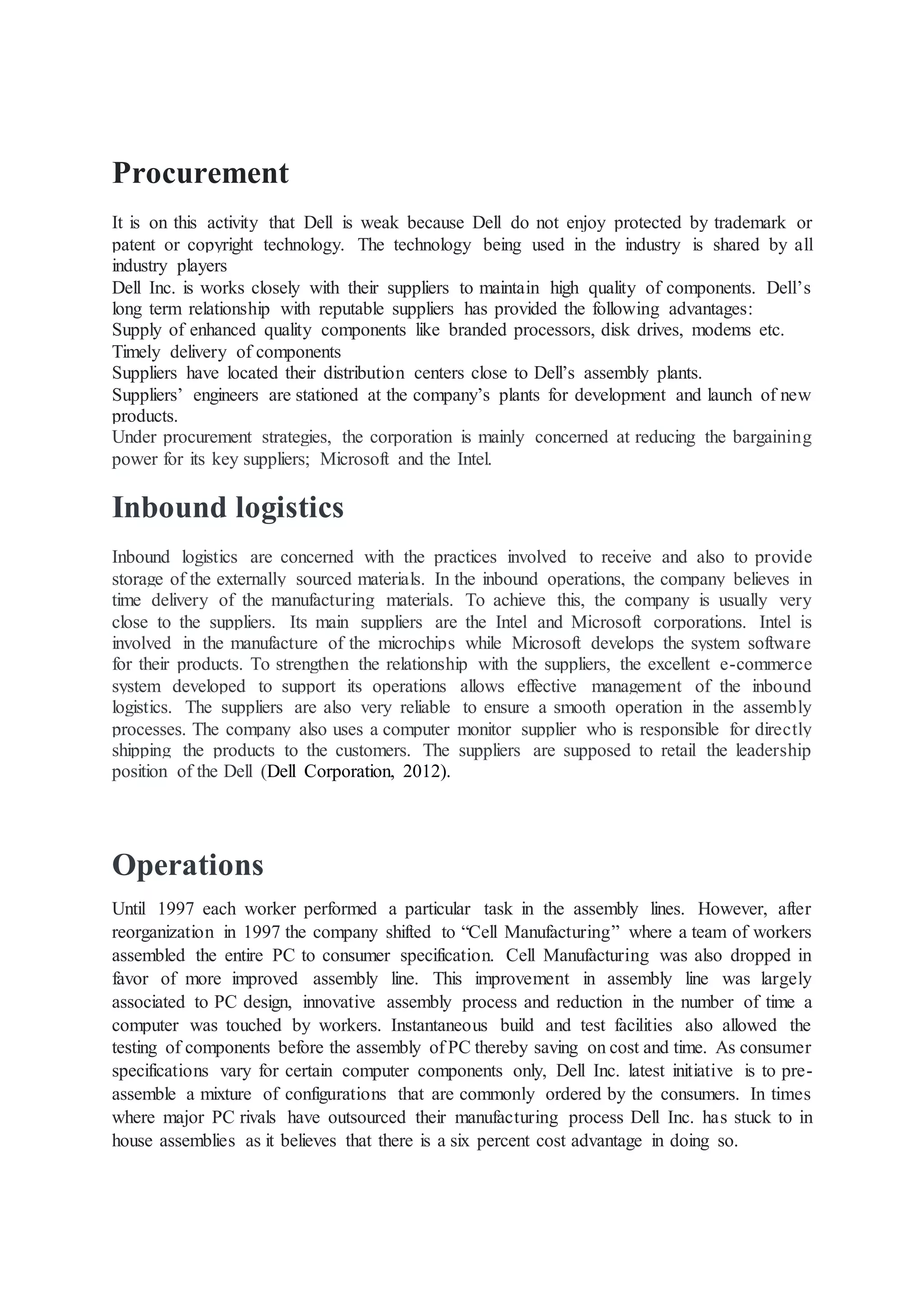 Dell value chain analysics model | DOCX