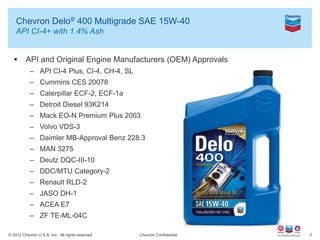 Delo 400 multigrade performance cummins isx engines | PPTX