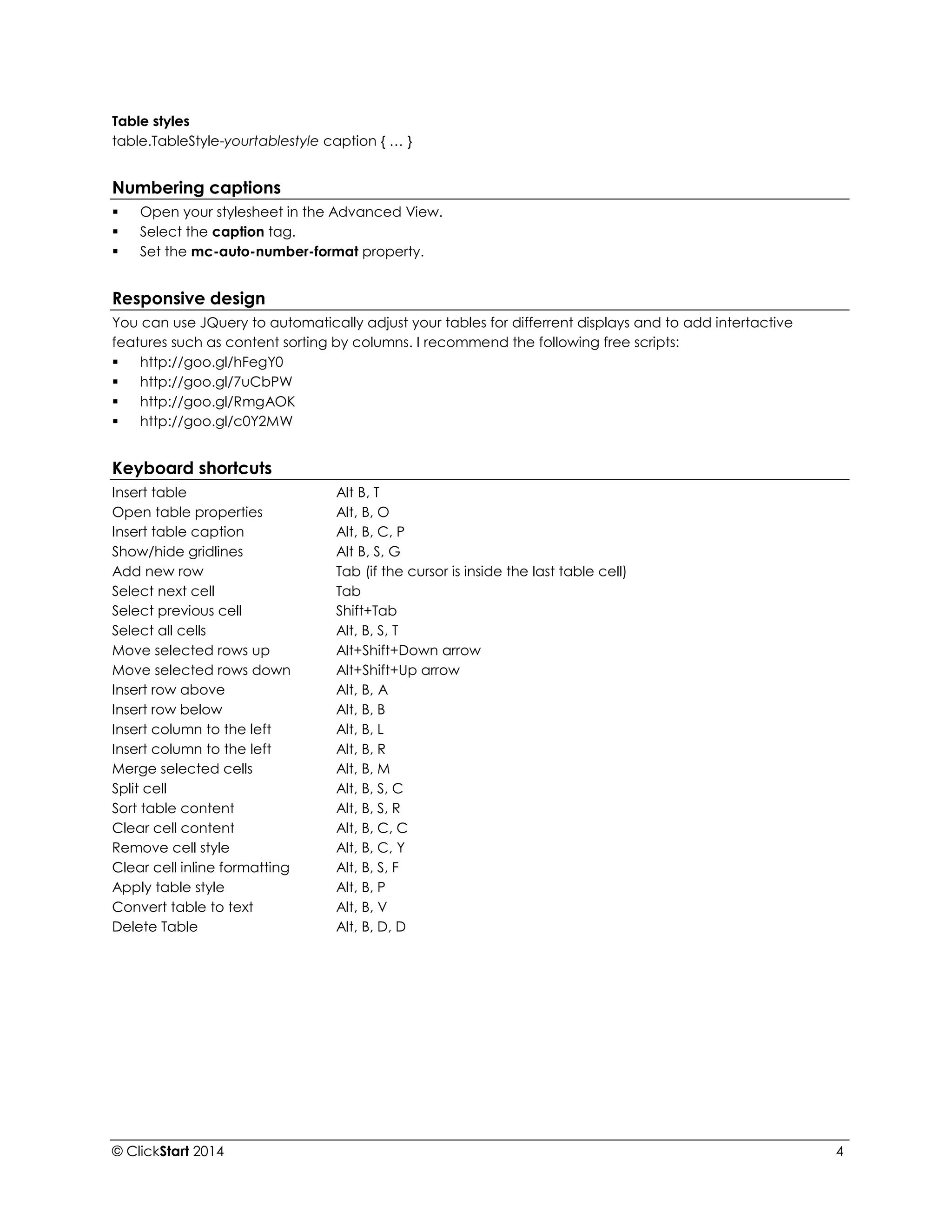 MadCap Flare: Advanced Table Styles - MadWorld 2014, Scott DeLoach, ClickStart | PDF
