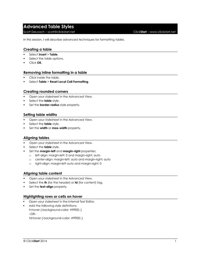 MadCap Flare: Advanced Table Styles - MadWorld 2014, Scott DeLoach ...
