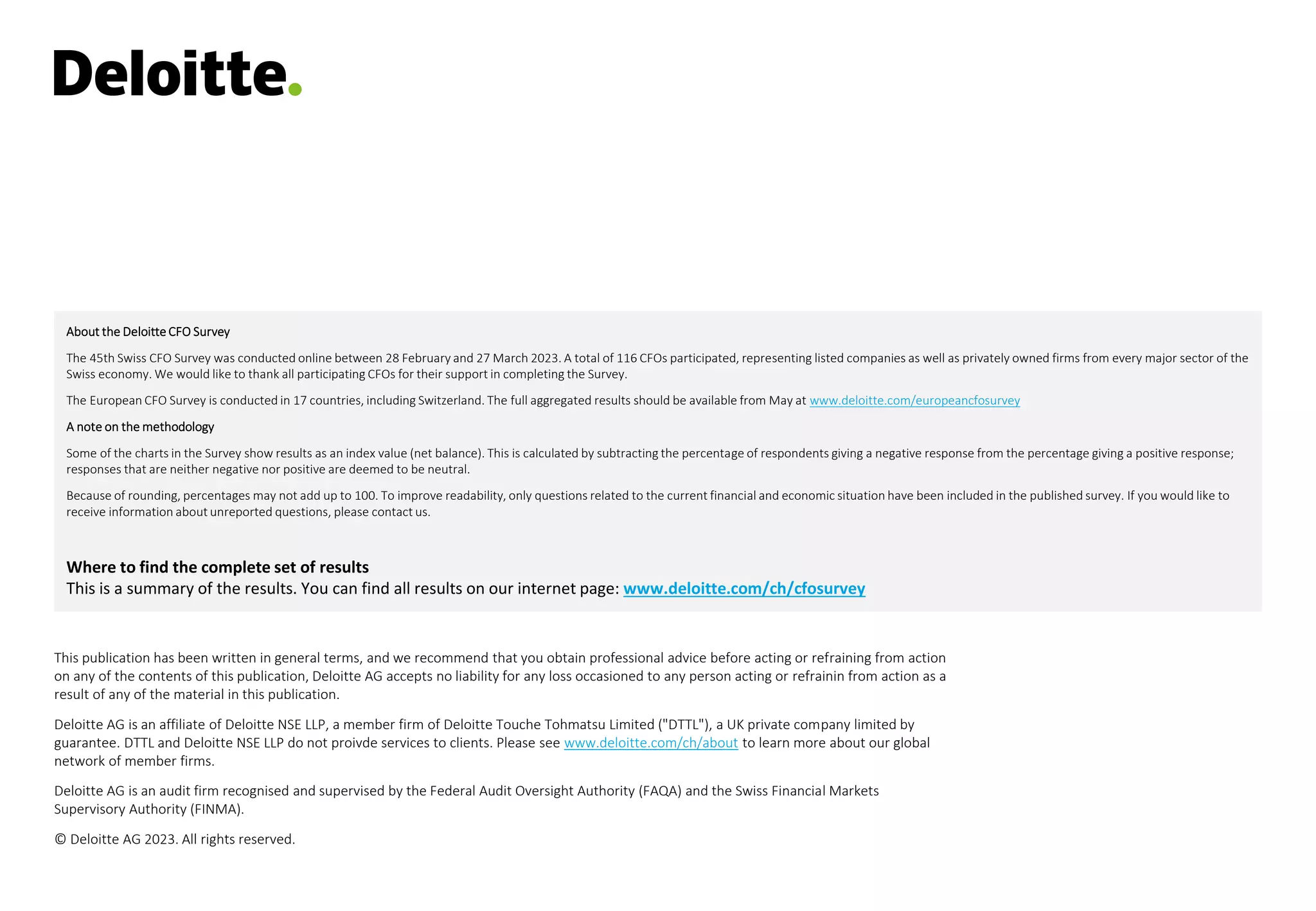 The Deloitte CFO Survey Switzerland – First half-year 2023 | PPT