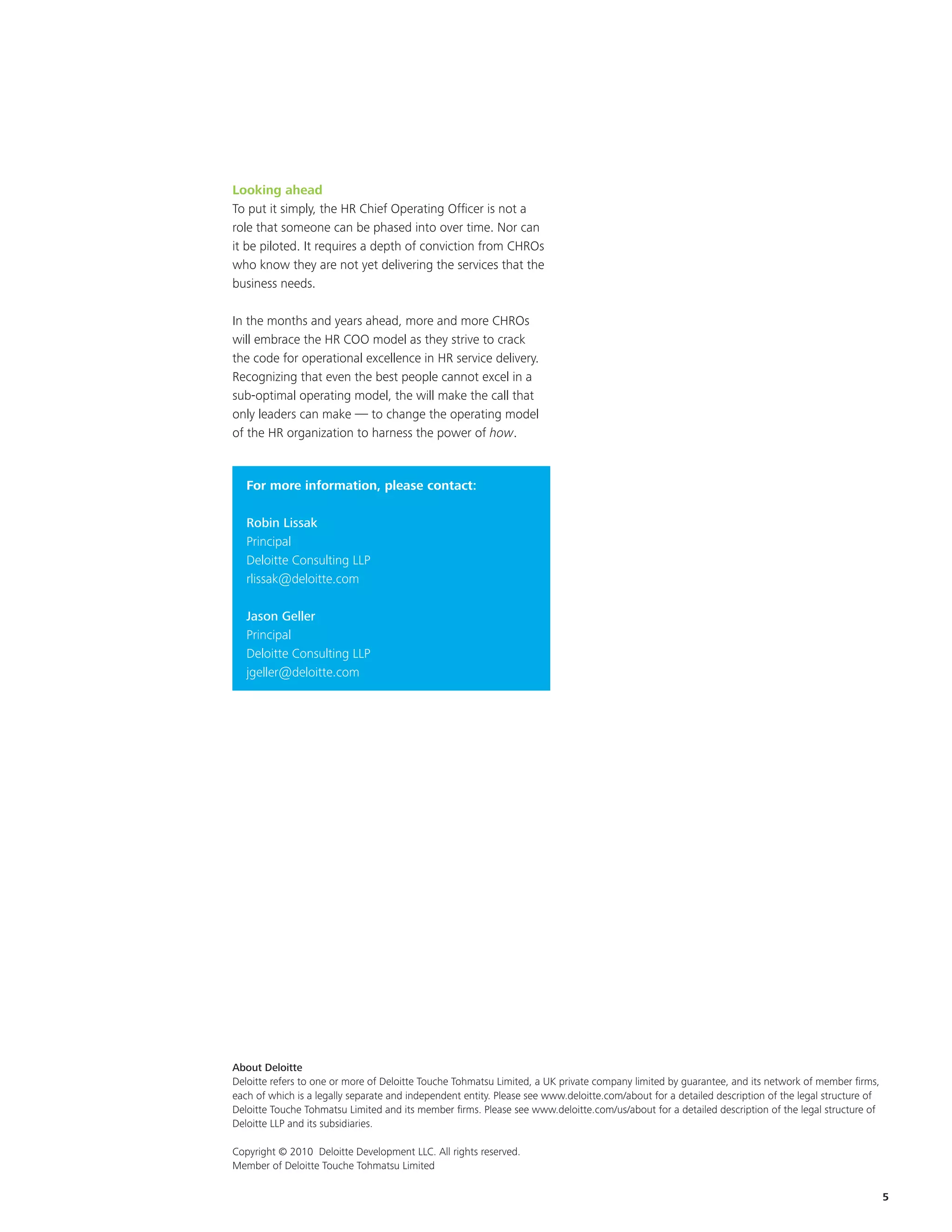 Deloitte - The emerging role of the HR COO | PDF