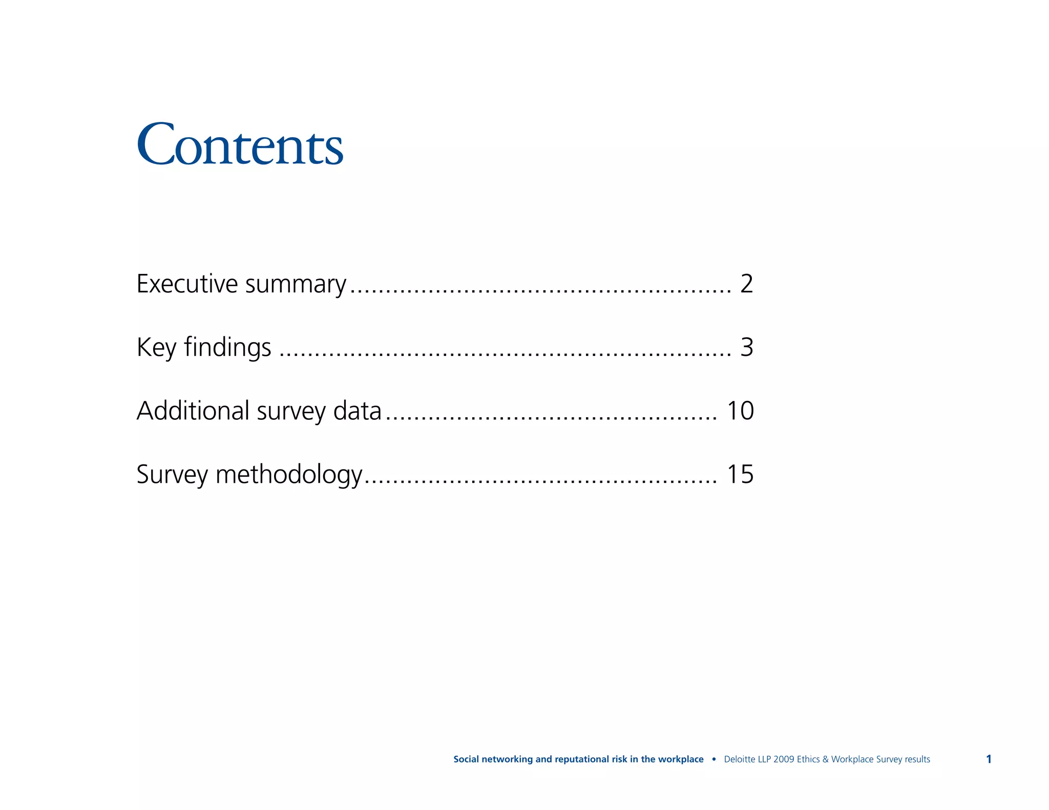 Deloitte 2009 Ethics Workplace Survey | PPT