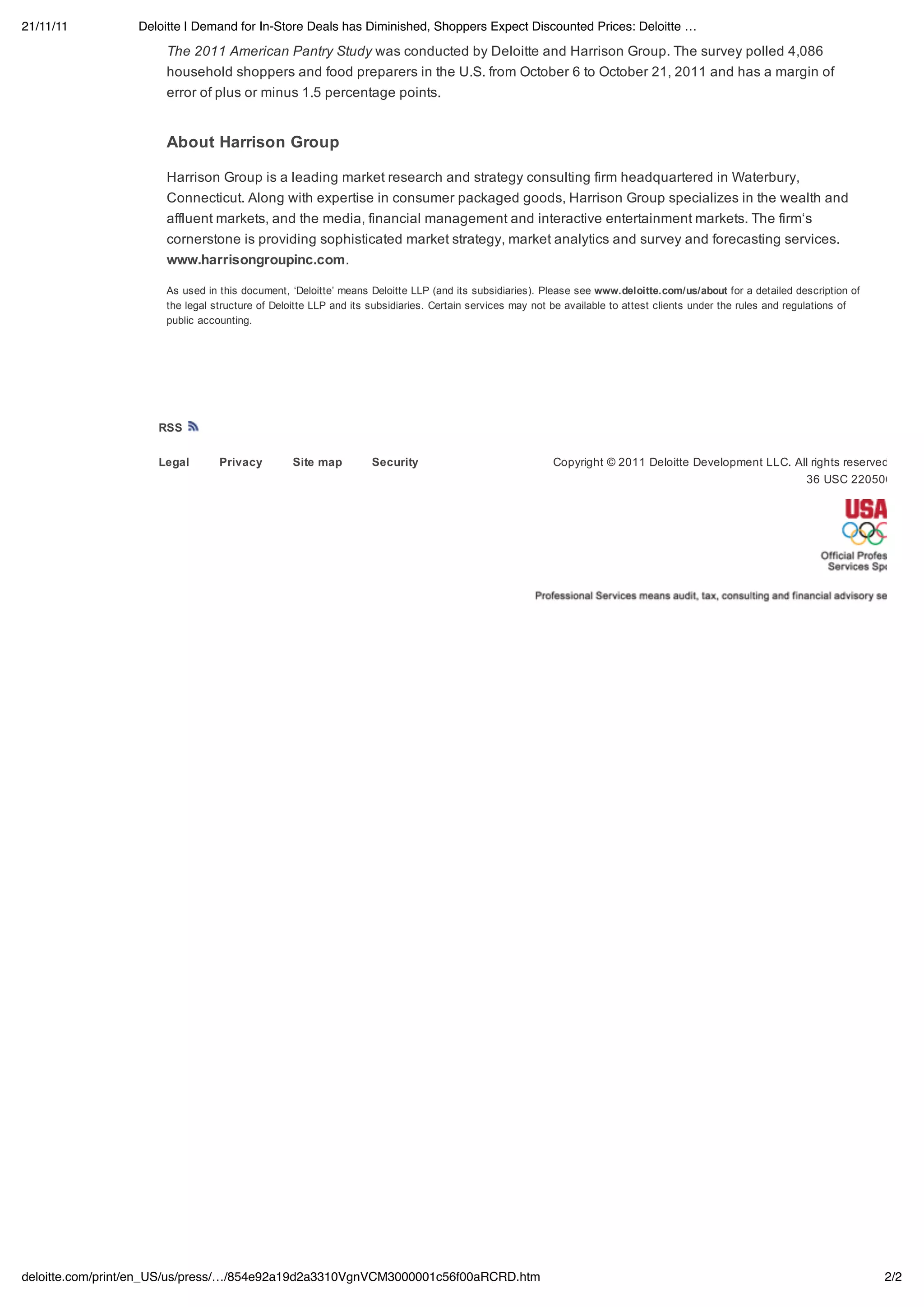 Deloitte & Harrison - American Pantry Survey Press Release | PDF ...