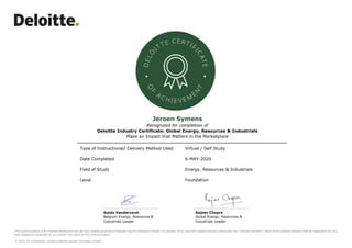 Deloitte Industry Certificate: Global Energy, Resources & Industrials | PDF