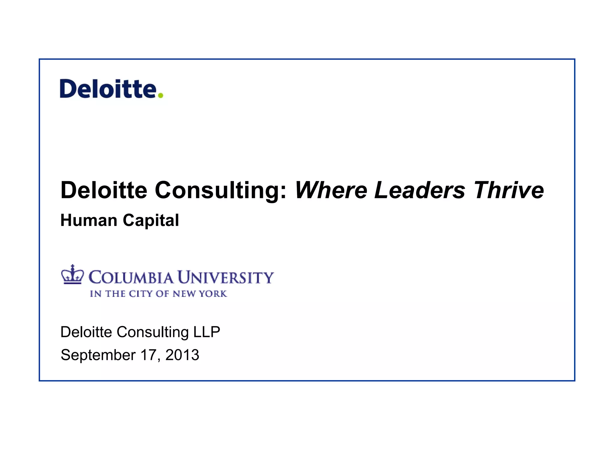 Deloitte proseminar presentation 09172013 | PDF | Management Consulting ...