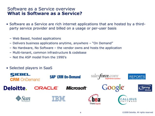 Deloitte Software As A Service Deloitte Seminar | PDF