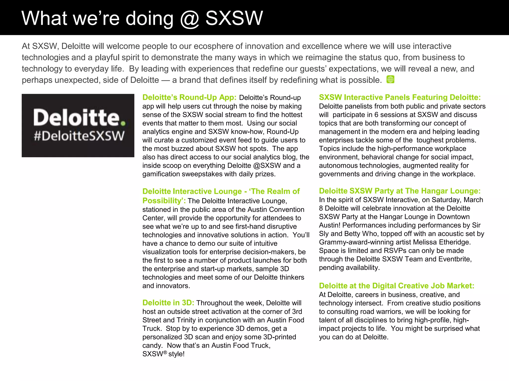 Deloitte at SXSW 2014 | PPTX