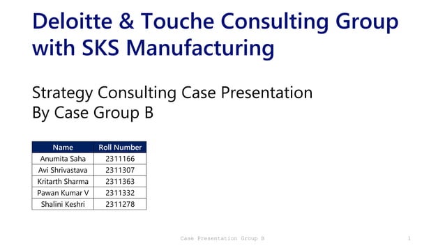 Deloitte & Touche Consulting Group Case Presentation.pptx | Business Accounting & Finance | Business