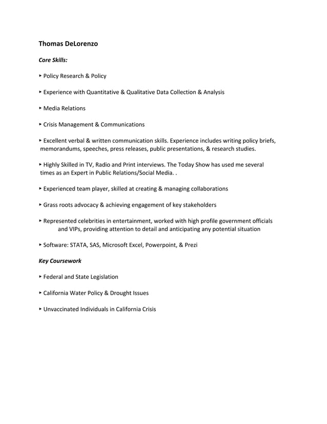 Thomas DeLorenzo, JD, MPP | PDF