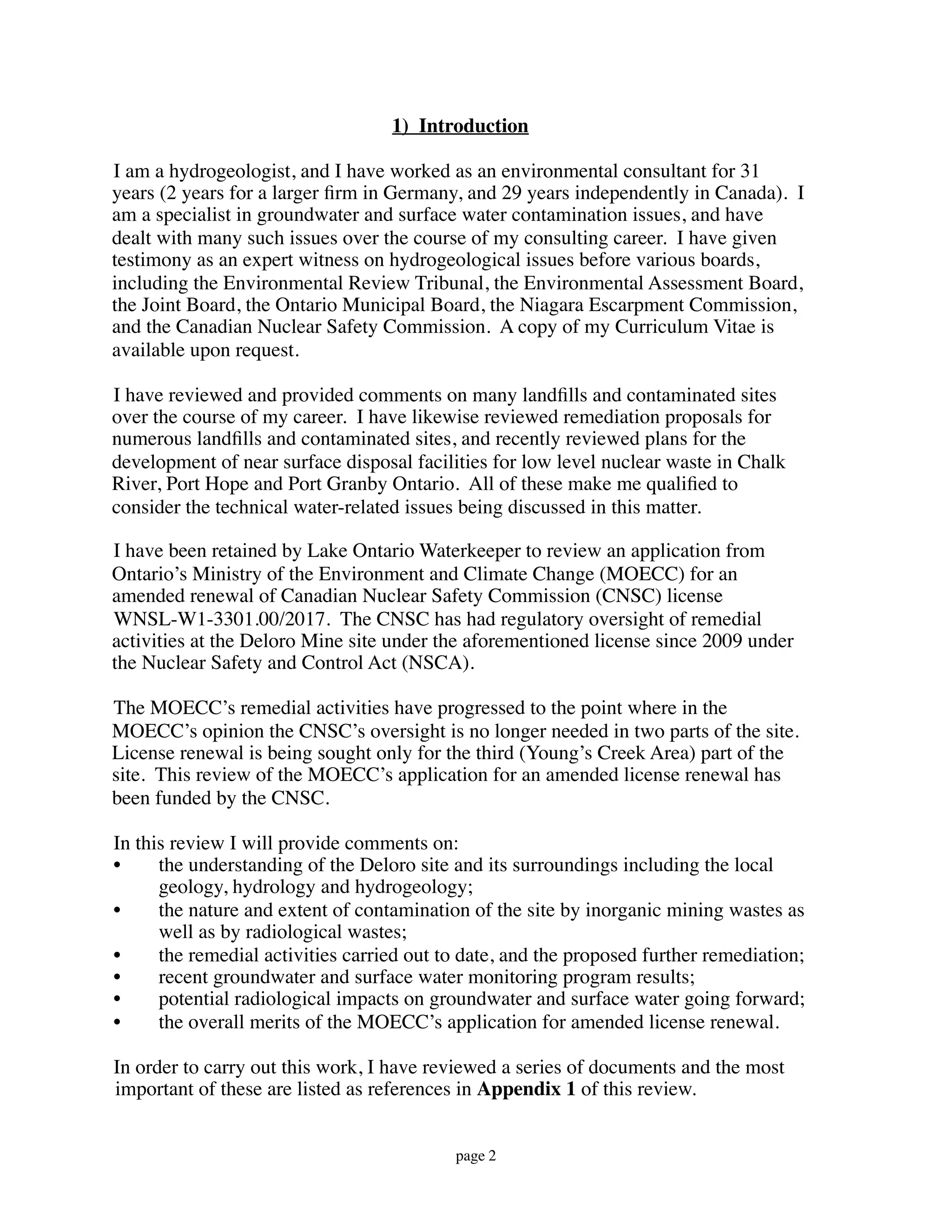 Independent Review of Hydrological Issues: Deloro Mine Site | PDF