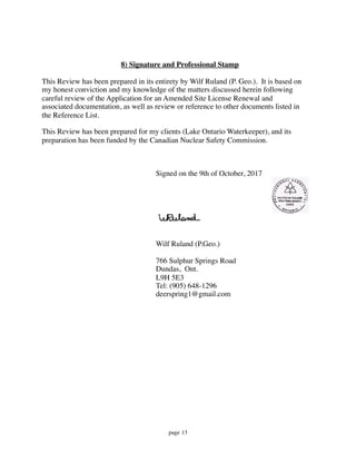 Independent Review of Hydrological Issues: Deloro Mine Site | PDF