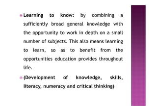 DELOR’S COMMISSION REPORT: FOUR PILLARS OF EDUCATION | PDF