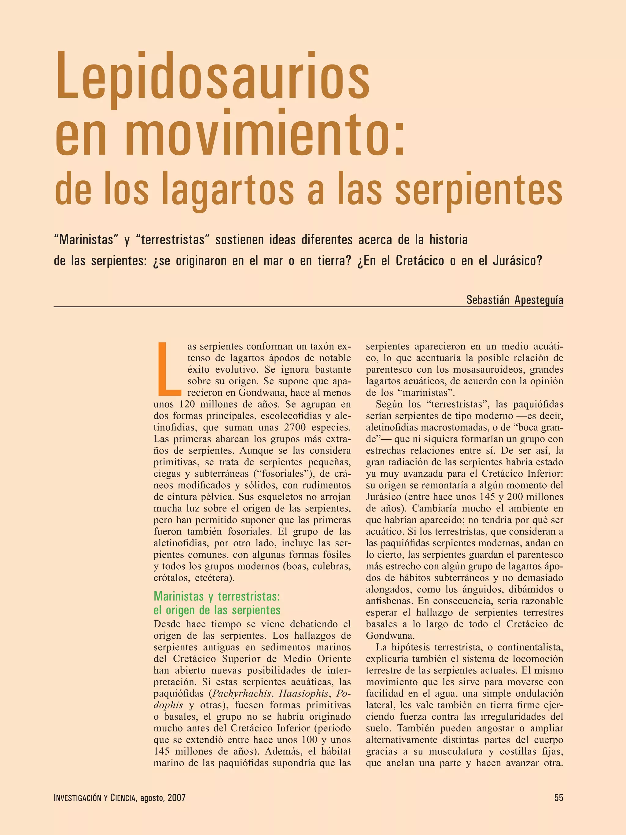 Lagartos en movimiento: de los lagartos a las serpientes | PDF