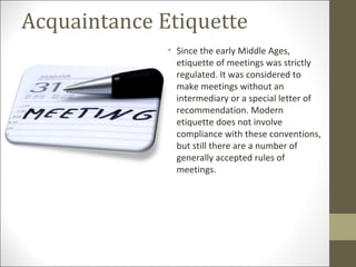 Acquaintance Etiquette | PPT