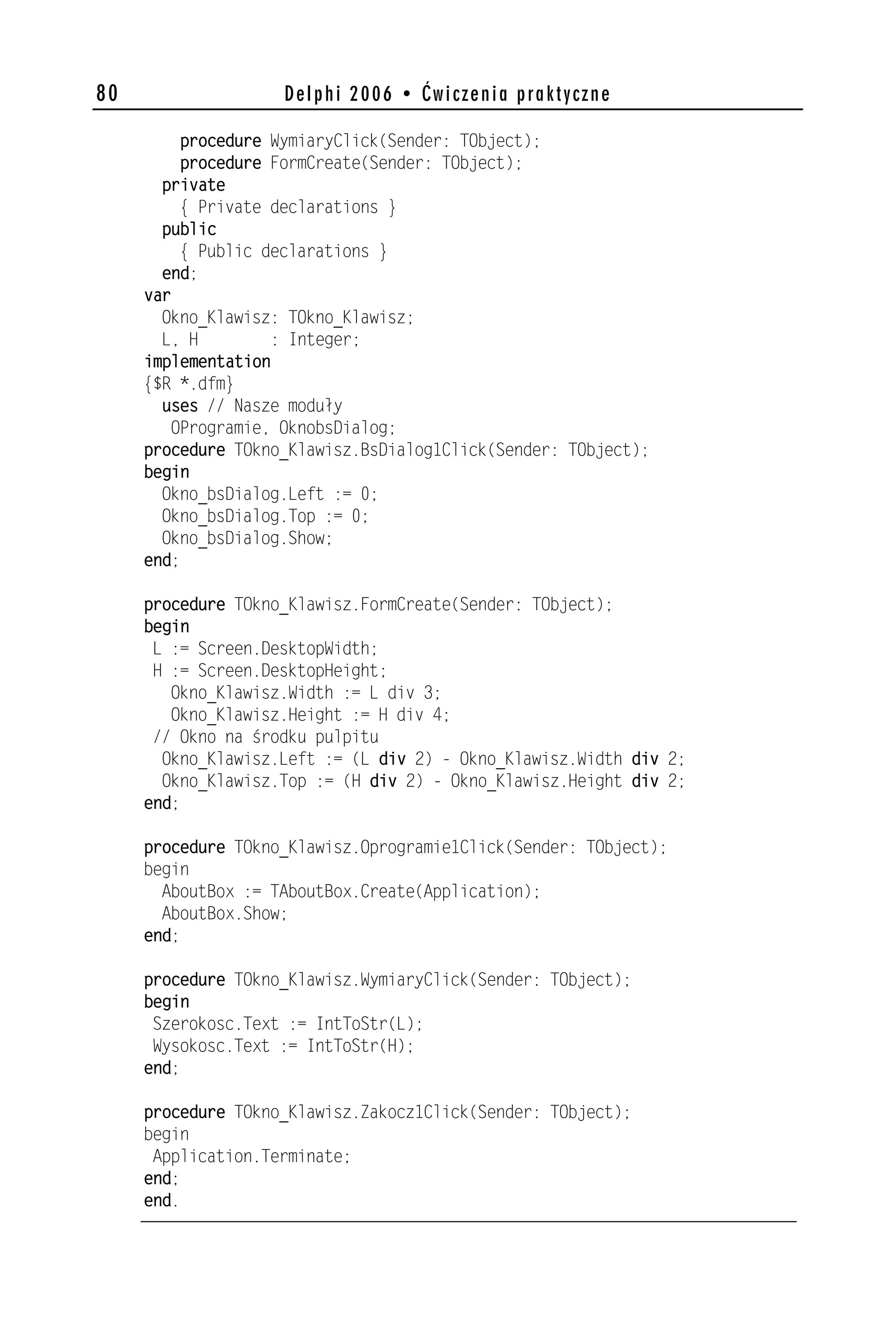 Delphi 2006. Ćwiczenia praktyczne | PDF