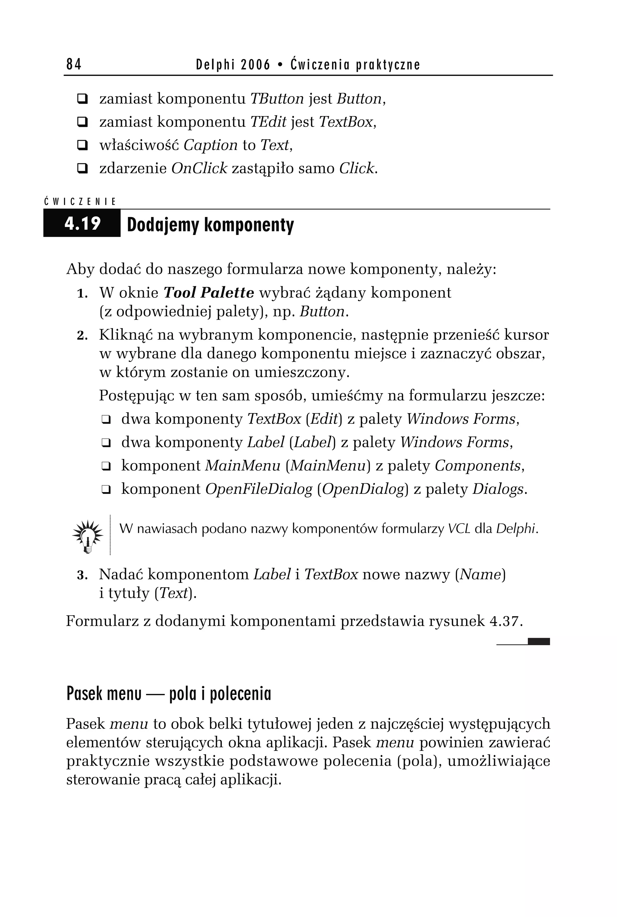 Delphi 2006. Ćwiczenia praktyczne | PDF