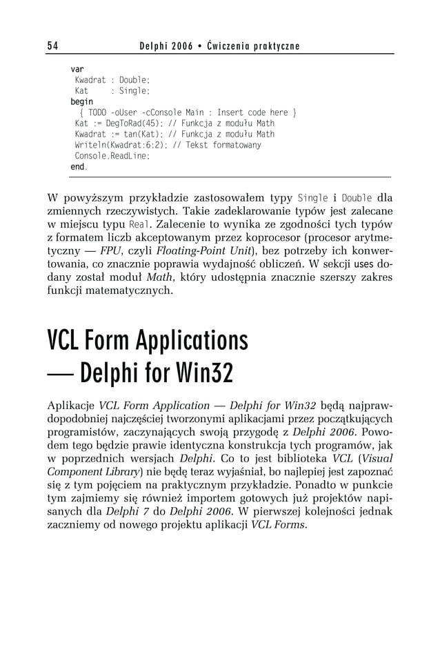 Delphi 2006. Ćwiczenia praktyczne | PDF